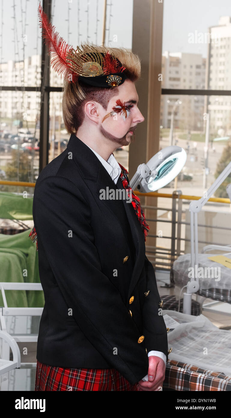 The boy shows a make-up: "Scottish Boy" at make-up show Stock Photo - Alamy