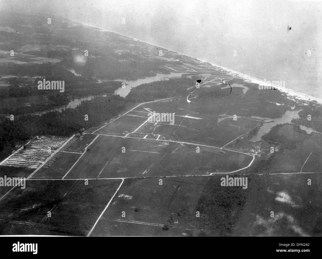 This aerial photo captures an overview of North Island, a key naval ...