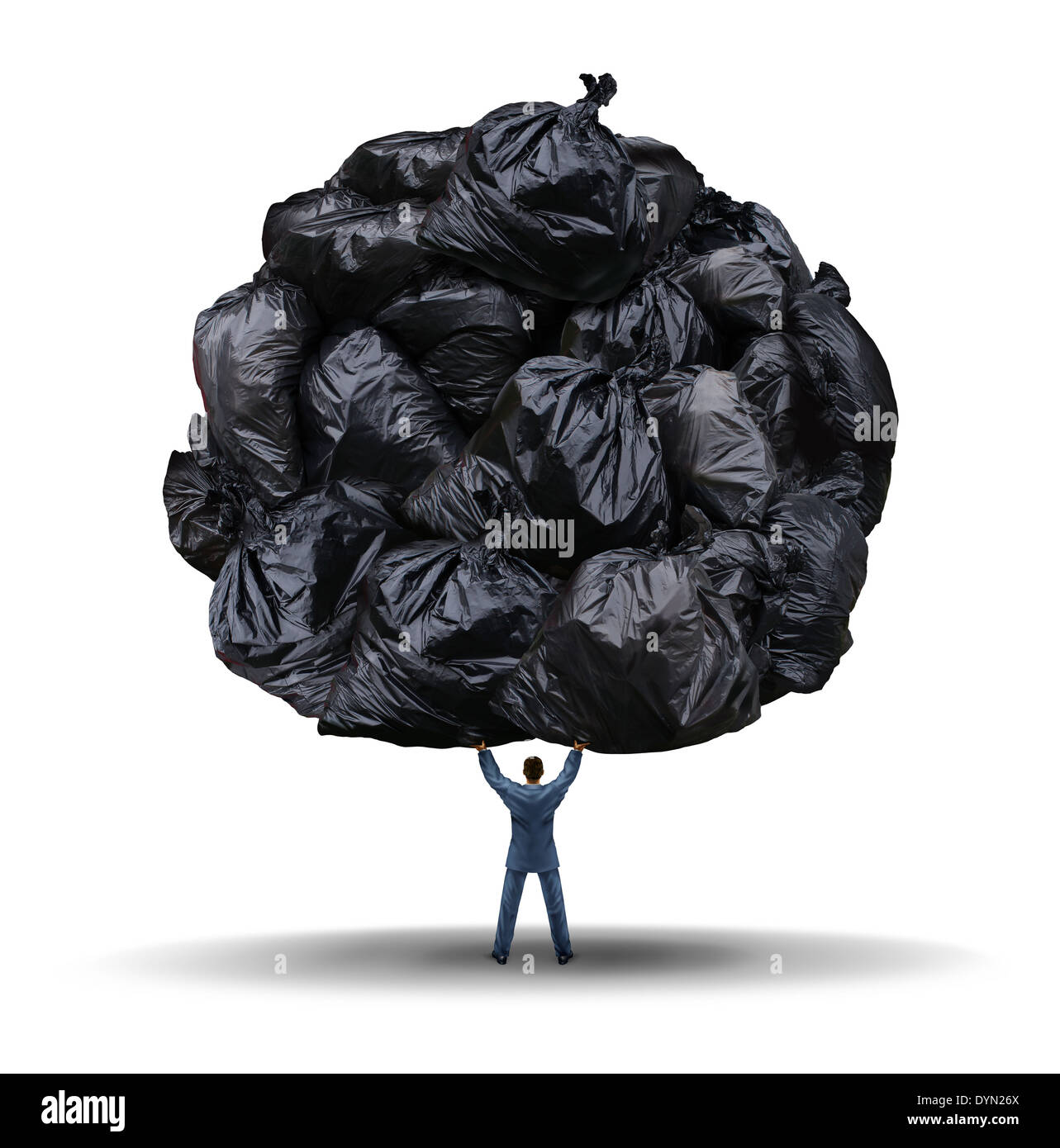 Clutter management business concept as a businessman lifting up a group ...