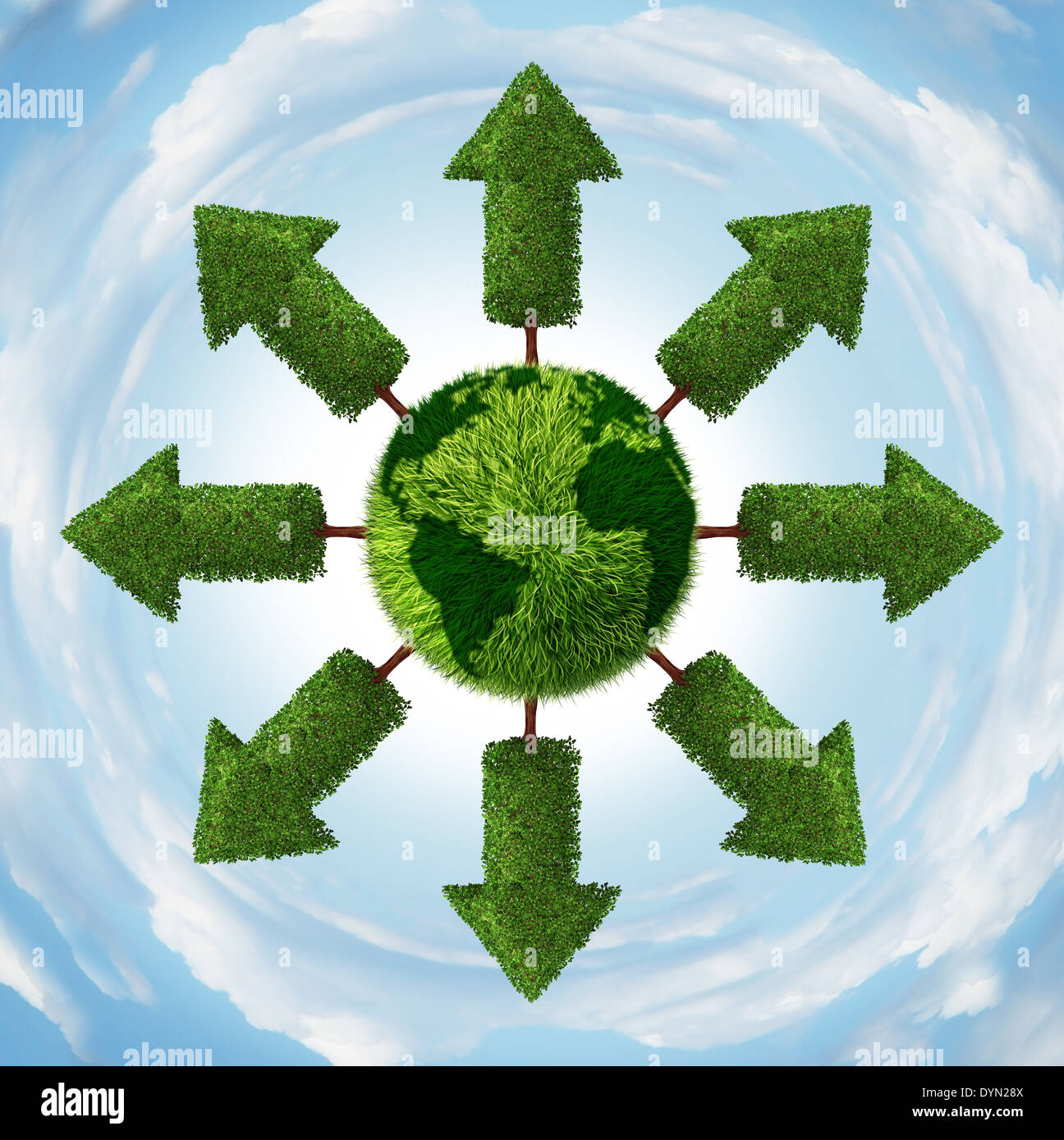 Global economy financial growth concept as a group of arrow trees ...