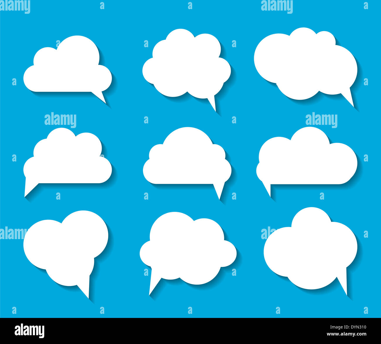Set of Cloud Shaped Speech Bubbles Vector Illustration Stock Photo - Alamy