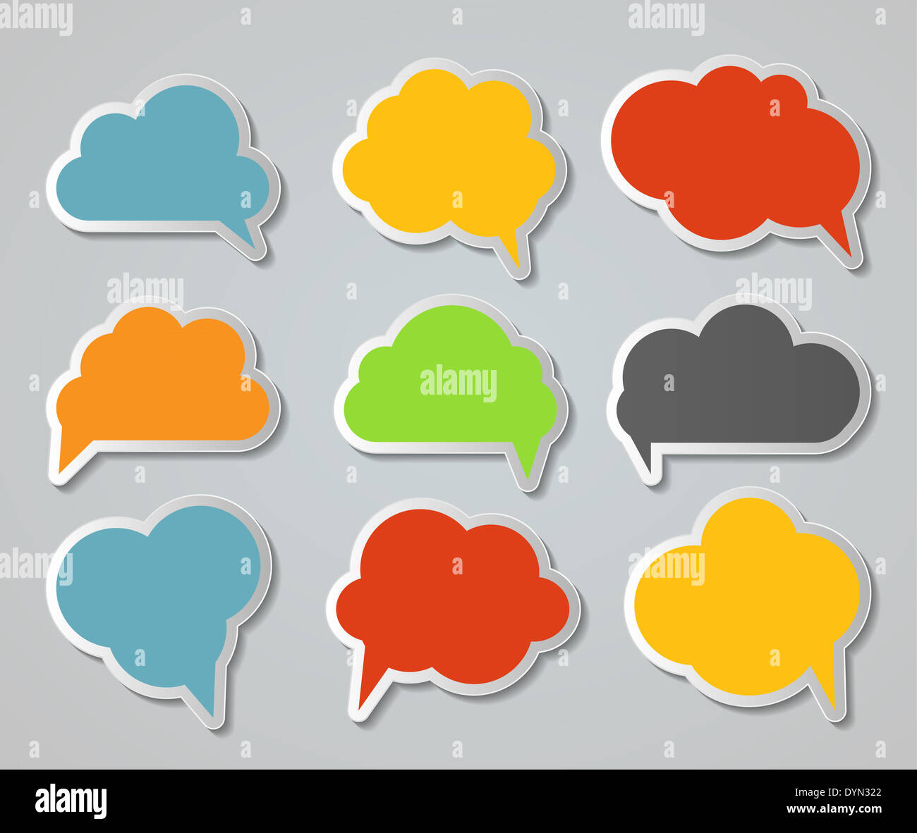 Set of Cloud Shaped Speech Bubbles Vector Illustration Stock Photo - Alamy