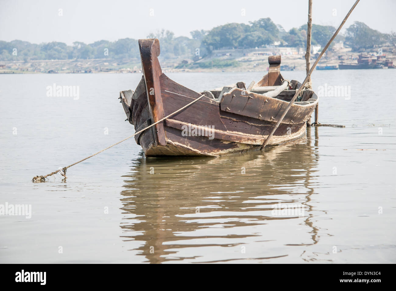 Boat on Irrawaddy River Myanmar Stock Photo - Alamy