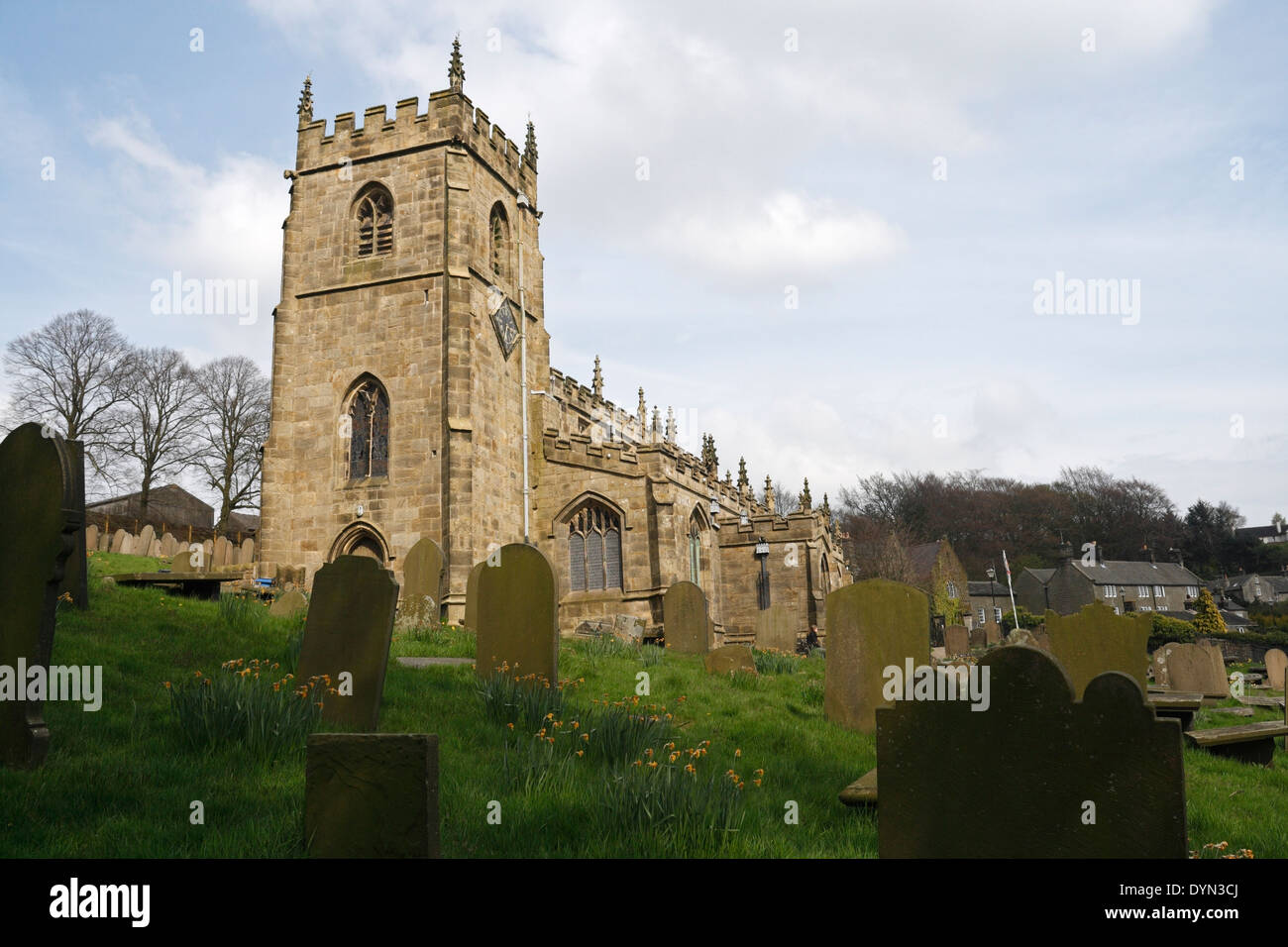 St Nicholas Church in High Bradfield village, suburb of Sheffield England, Peak District ...