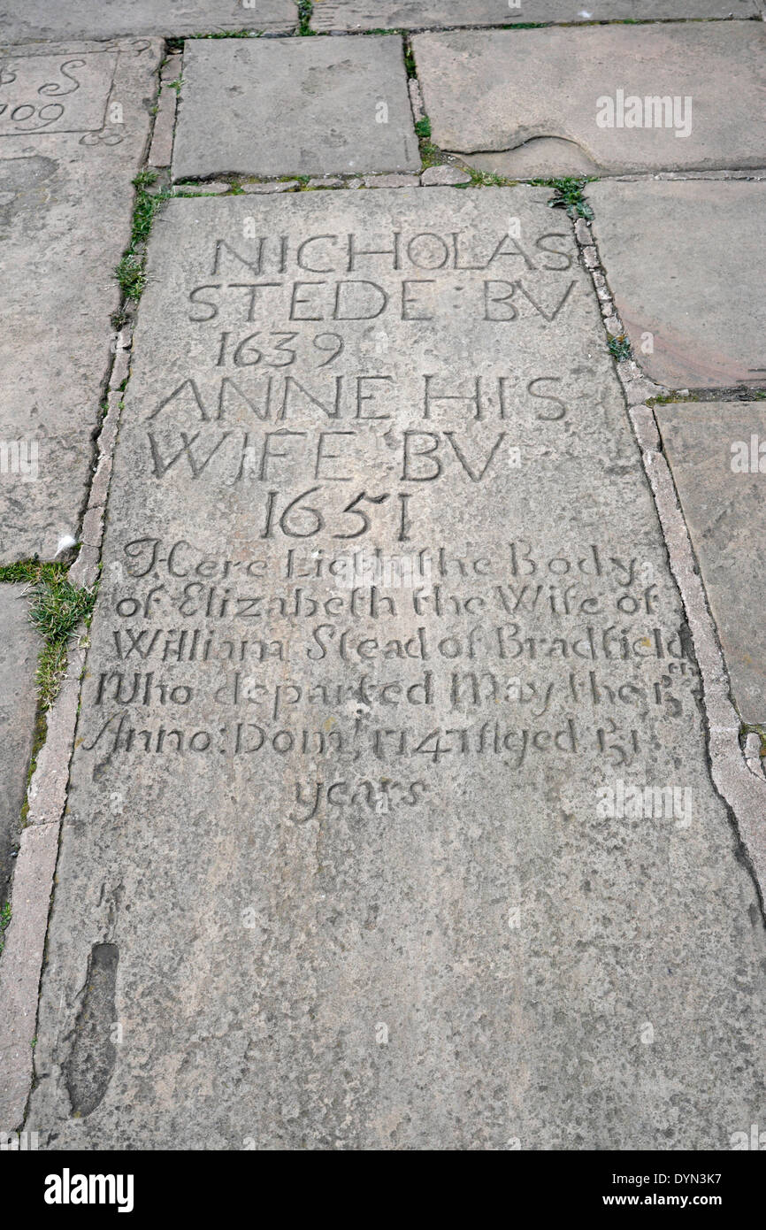 Old memorial stone in St Nicholas churchyard High Bradfield Sheffield ...