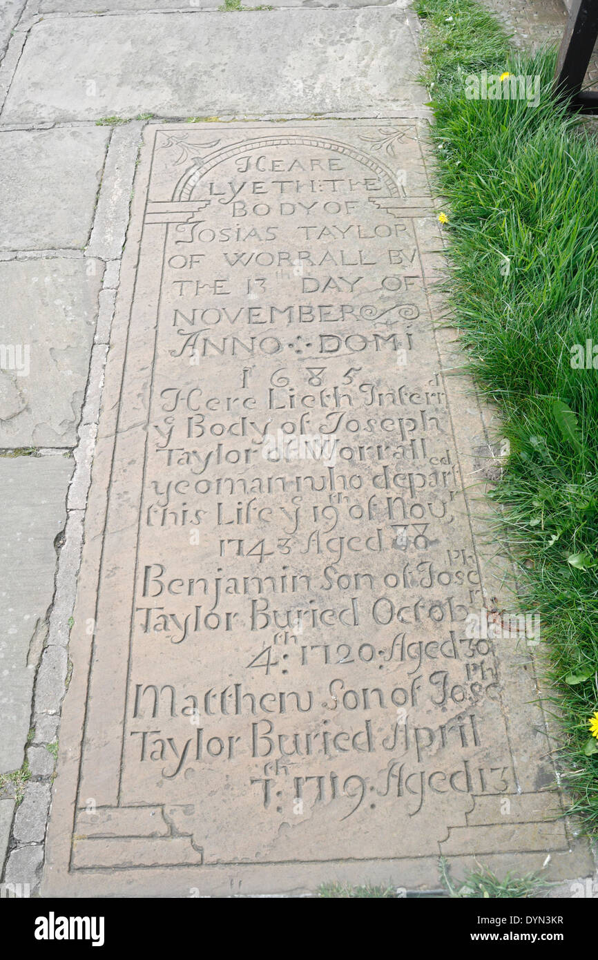 Old memorial stone in St Nicholas churchyard High Bradfield Sheffield ...