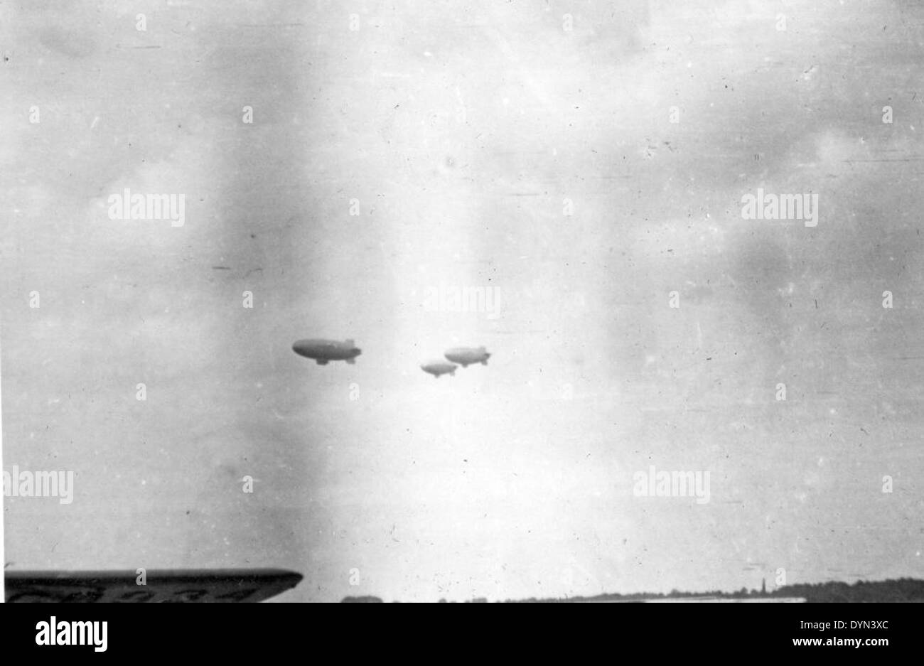 This image shows a fleet of Goodyear blimps at an airshow at North ...