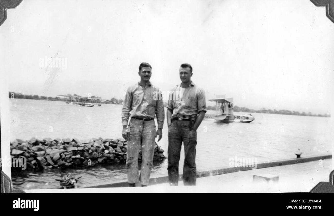 This image features a U.S. Navy radioman at the Canal Zone, likely ...
