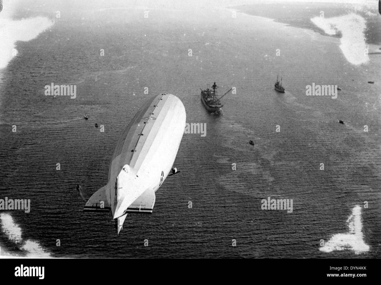 This image shows the USS Patoka (AG-125), an airship tender used by the ...