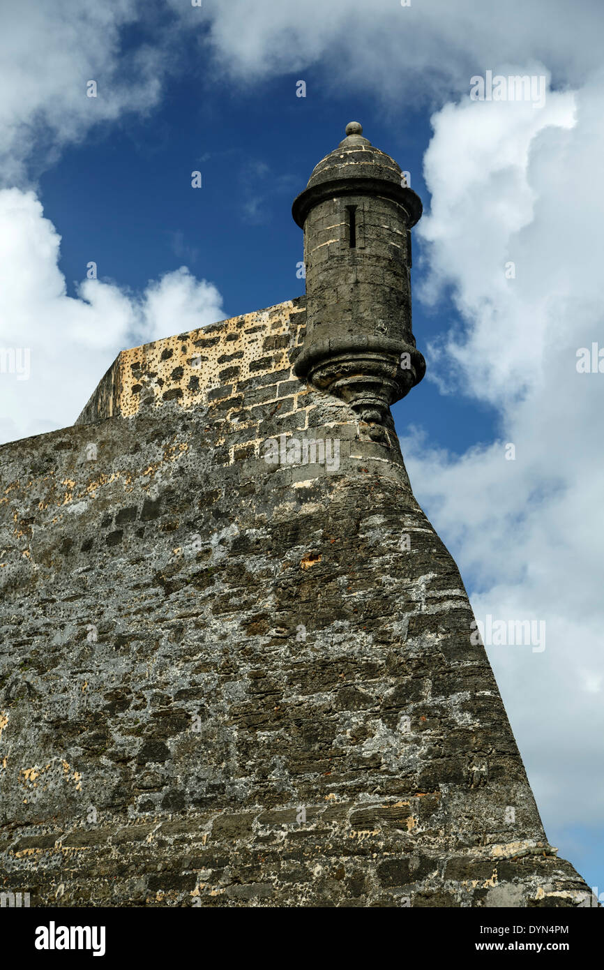 Sentry box and castle walls, San Cristobal Castle, San Juan National ...