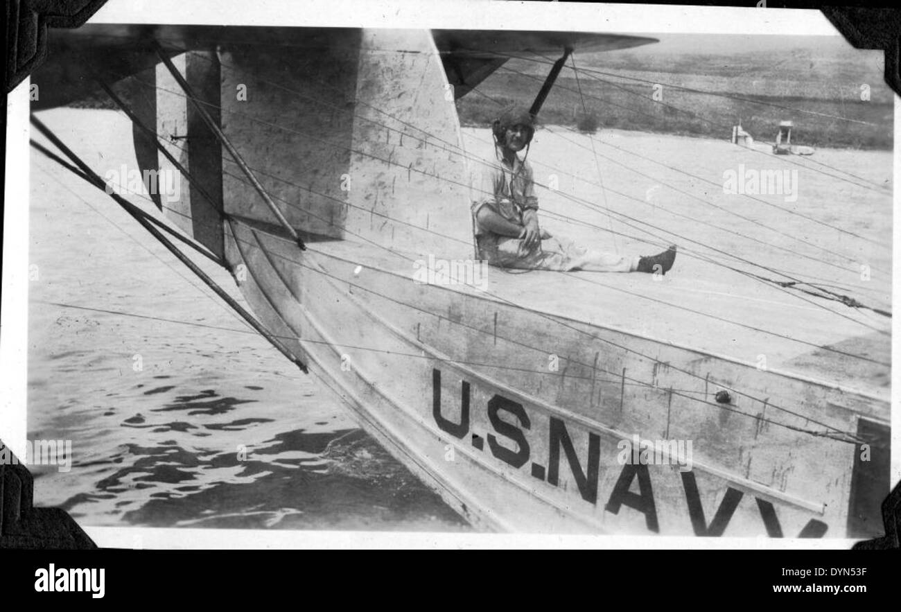 This image captures an early US Navy radioman in the Canal Zone during ...