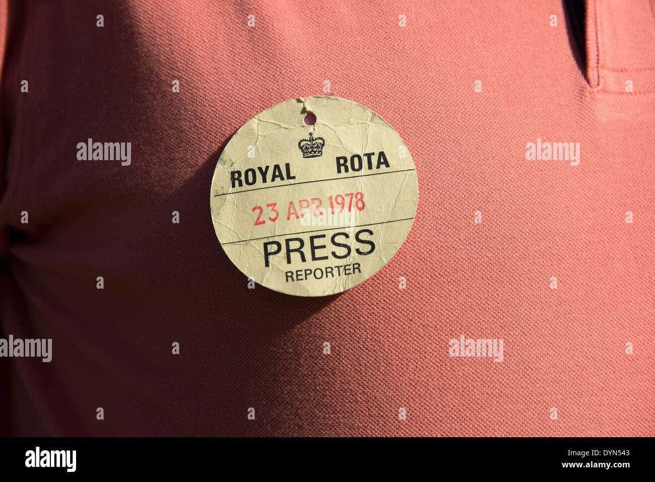 An old Royal Rota press paper badge 23 April 1978 St Georges Day parade ...