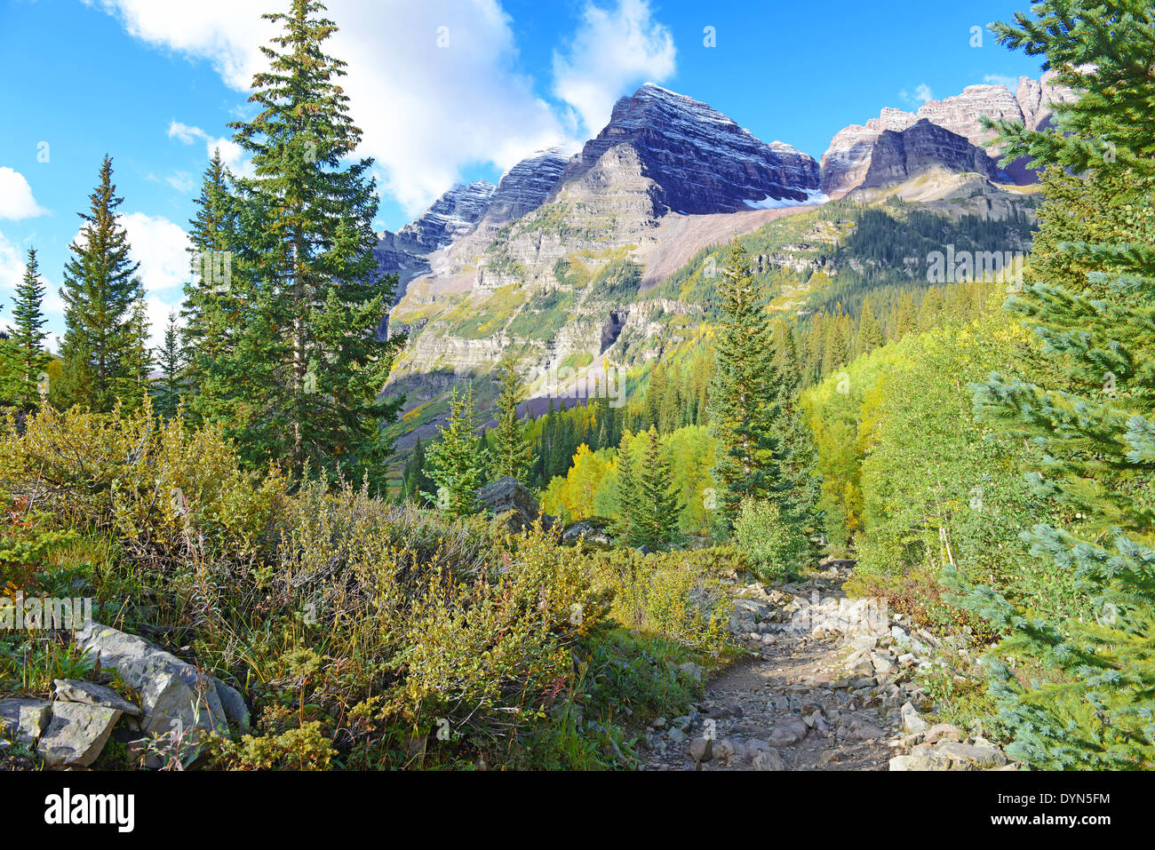 Fall Foliage with Aspen Trees, Maroon Bells, Colorado Rocky Mountains ...