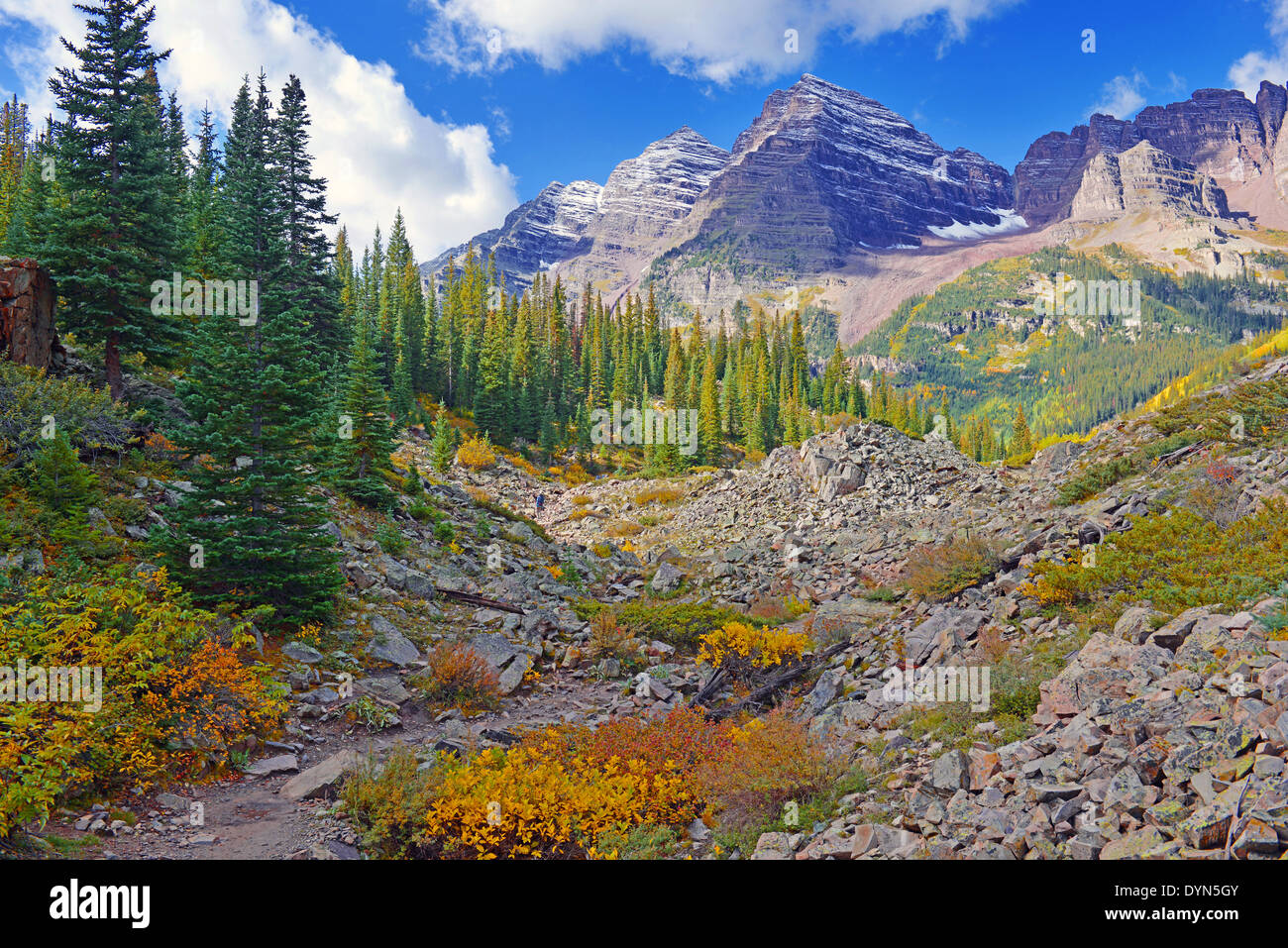 Fall Foliage with Aspen Trees, Maroon Bells, Colorado Rocky Mountains ...