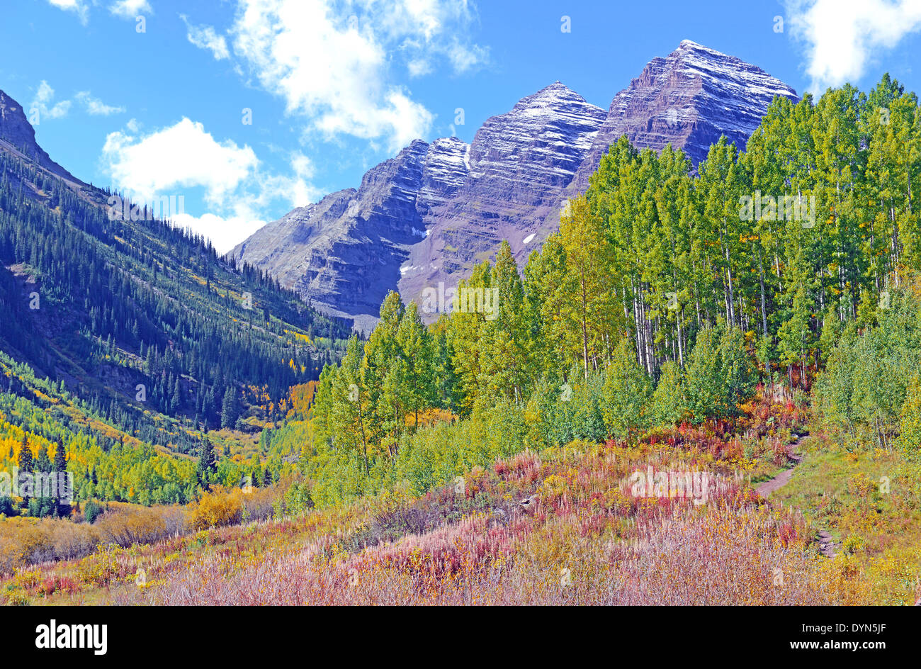 Fall Foliage with Aspen Trees, Maroon Bells, Colorado Rocky Mountains ...