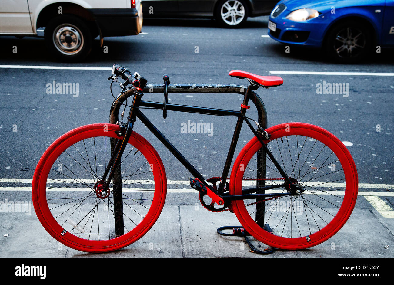 Unusual red wheel bike, Baker Street, London, England, UK Stock Photo ...