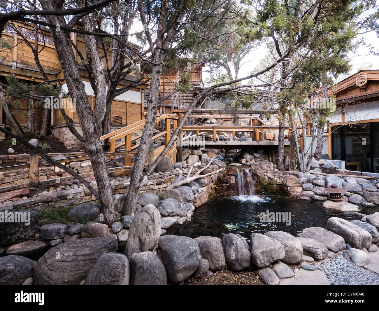 Main buildings, Ten Thousand Waves, Santa Fe, New Mexico Stock Photo ...