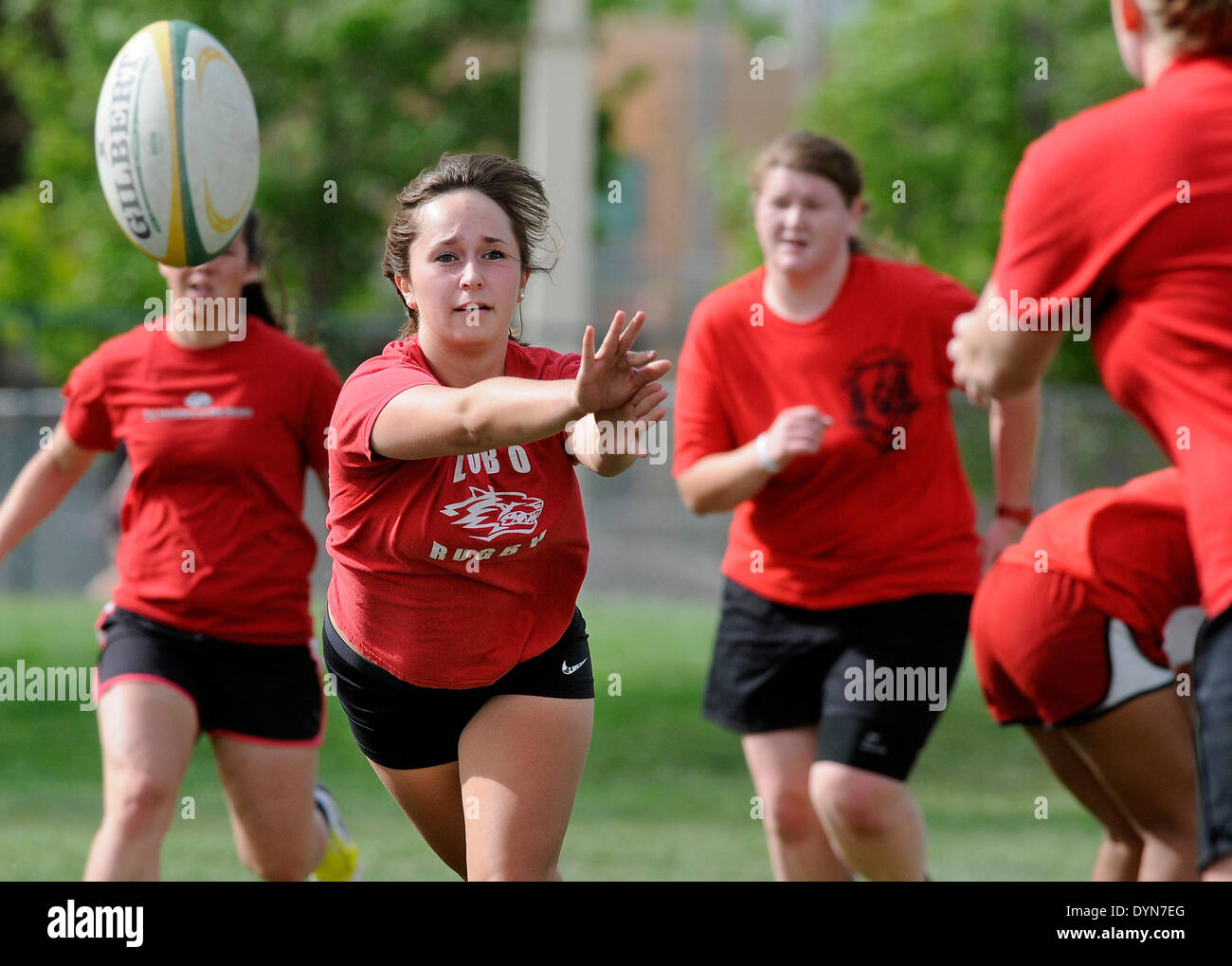 Albuquerque, NM, USA. 22nd Apr, 2014. Jenn Foster-Valencia does a scrum ...