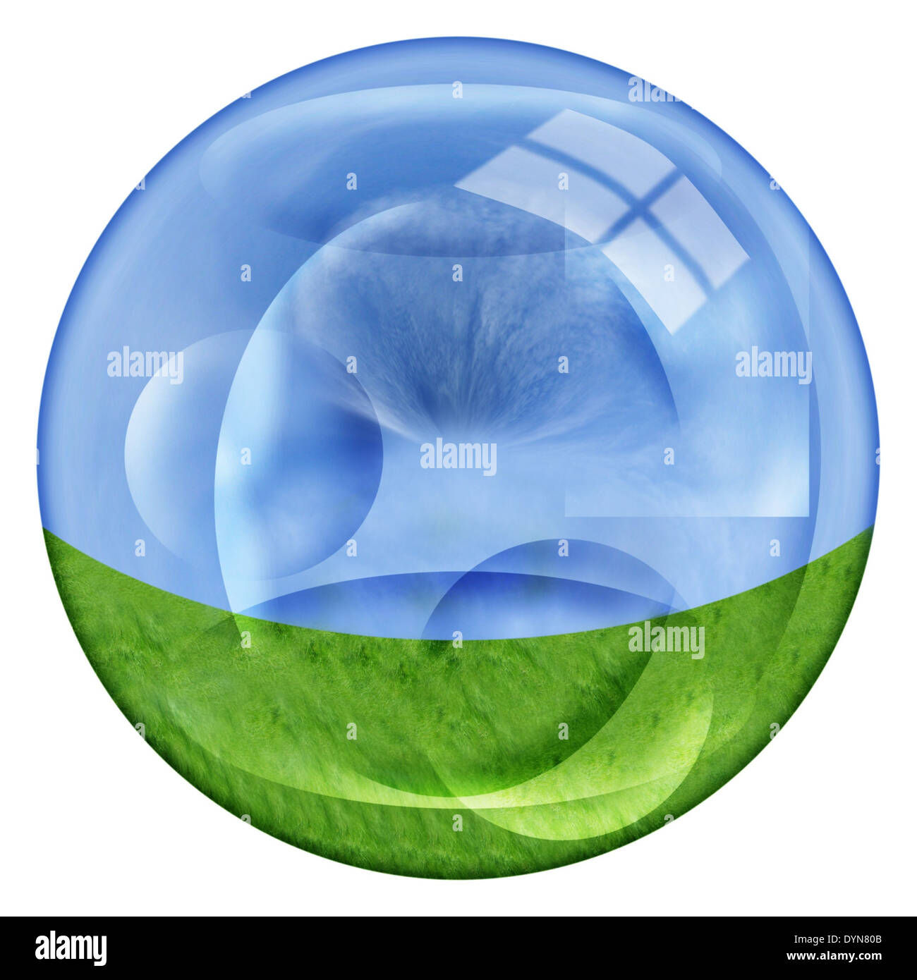 green blue clear ball on white background Stock Photo - Alamy