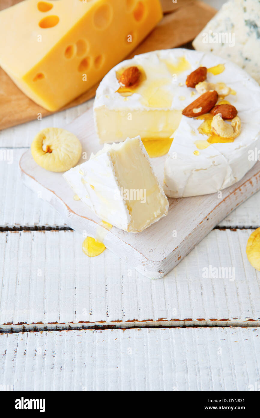mixed cheese with honey, food closeup Stock Photo - Alamy