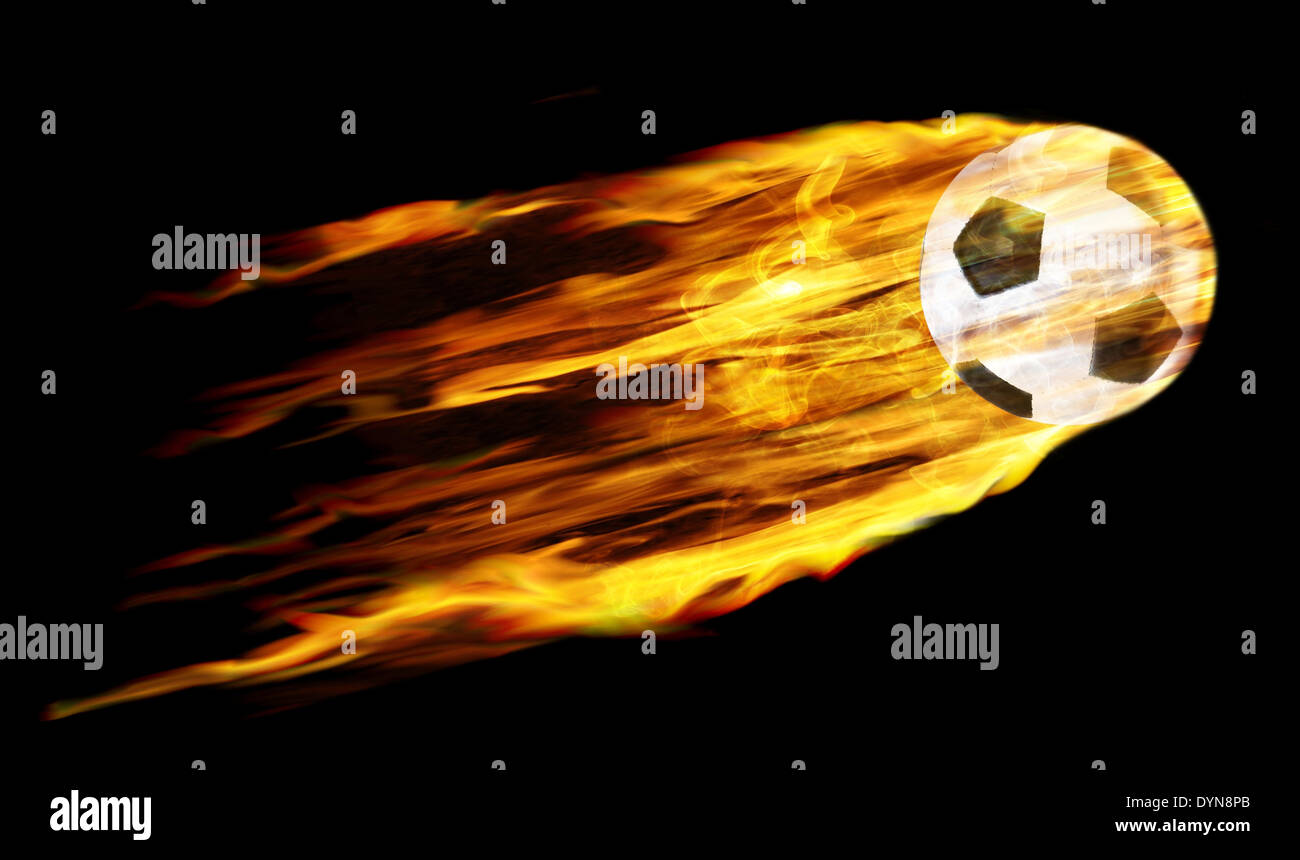 flying fiery ball on black background Stock Photo - Alamy
