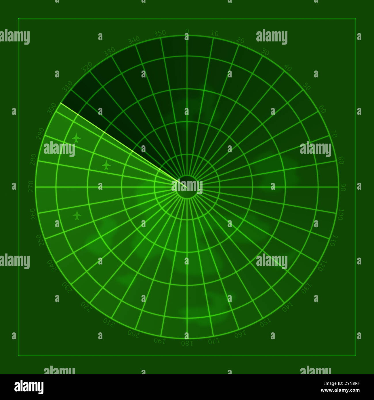 green screen of radar with airplanes Stock Photo - Alamy