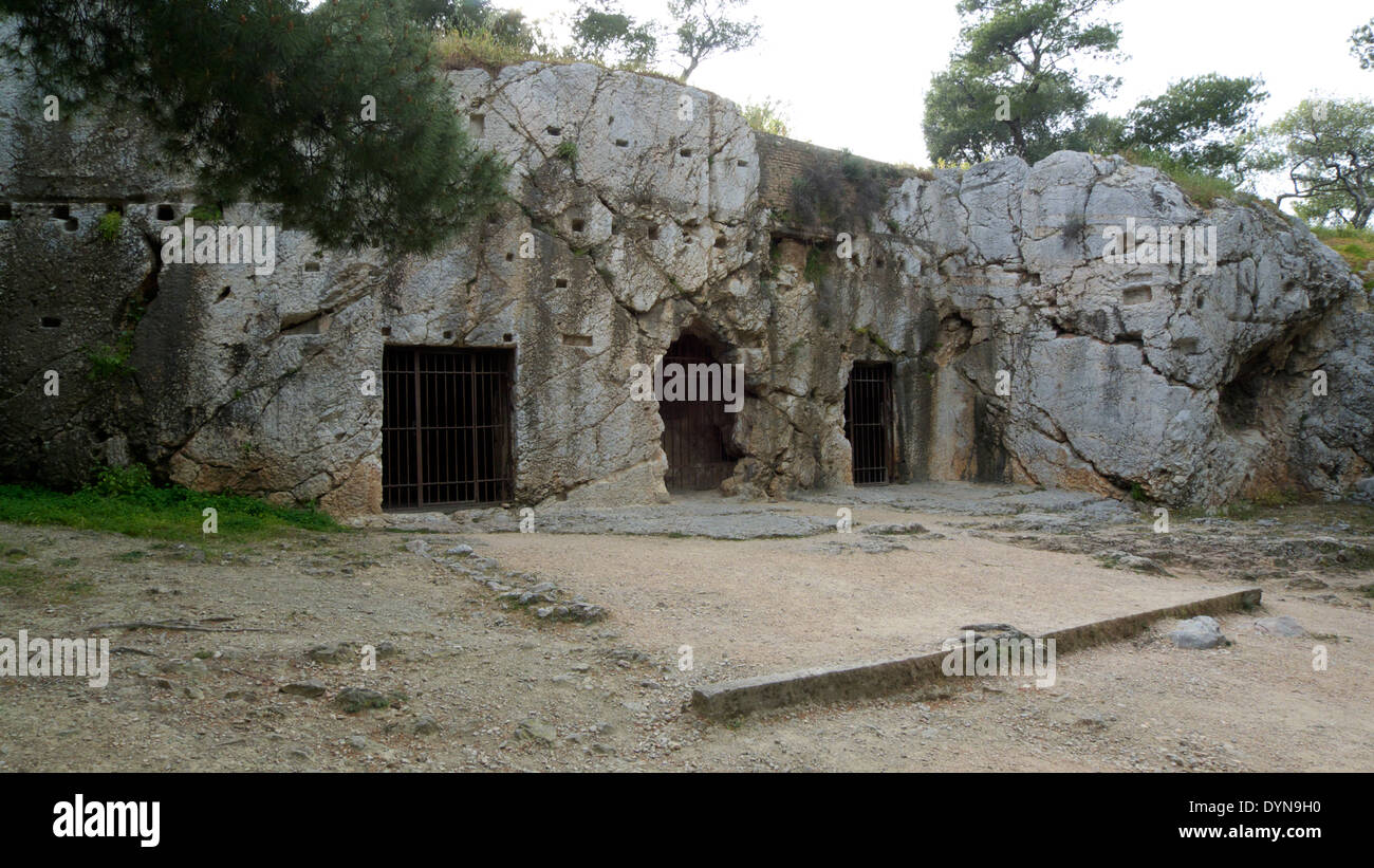 greece athens areopagus the prison of socrates Stock Photo - Alamy