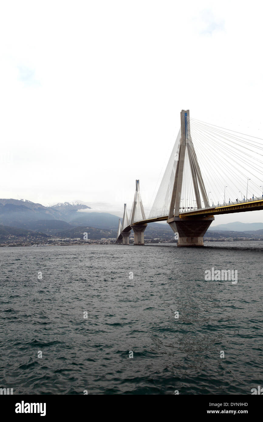 greece gulf of corinth patras the bridge from rio to antirrio Stock ...