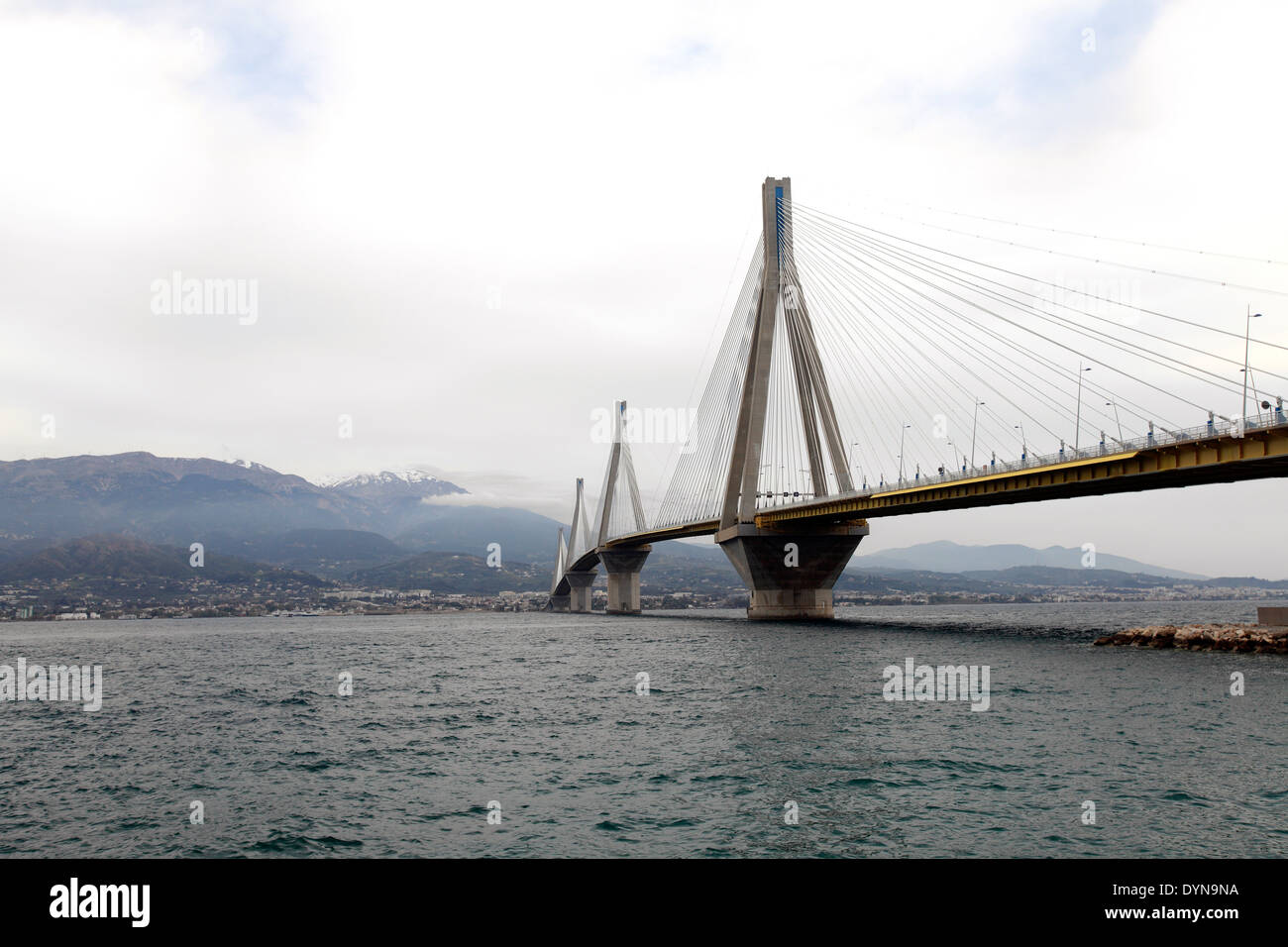 greece gulf of corinth patras the bridge from rio to antirrio Stock ...