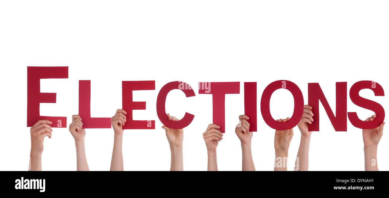 Many People Holding the Red Word Elections, Isolated Stock Photo - Alamy