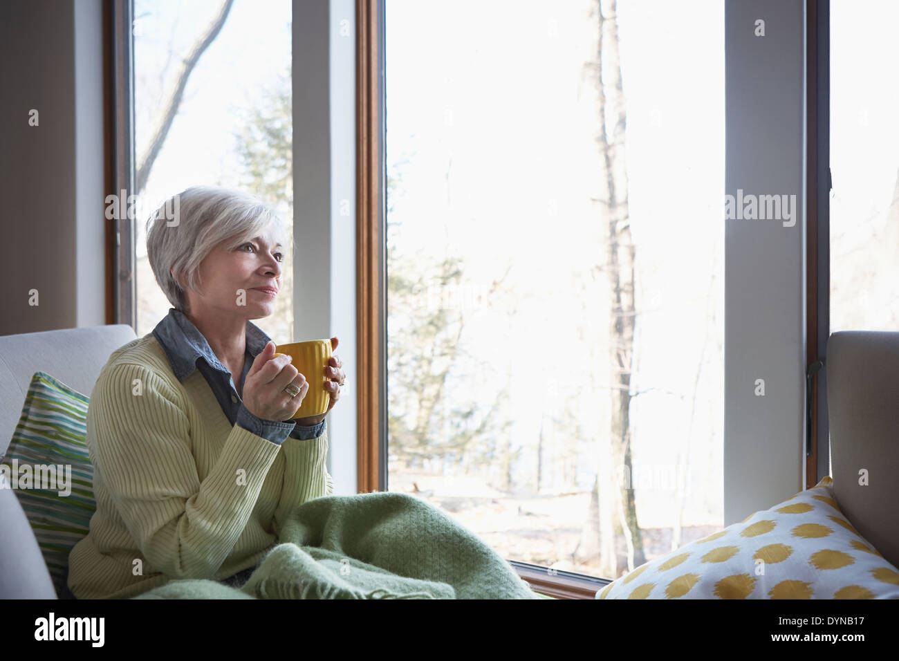 Old lady drinking coffee on hi-res stock photography and images - Alamy