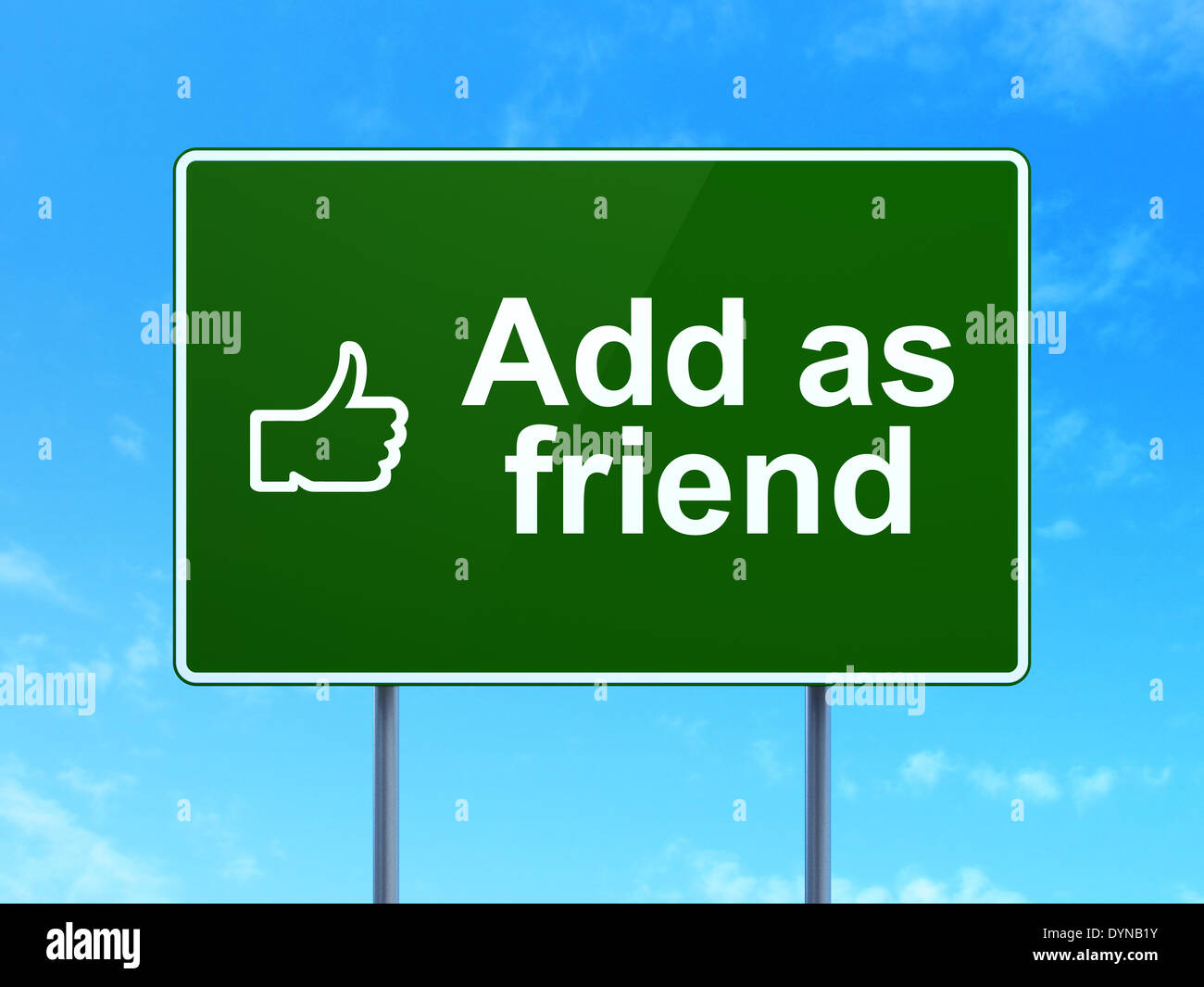 Social media concept: Add as Friend and Thumb Up on road sign ...