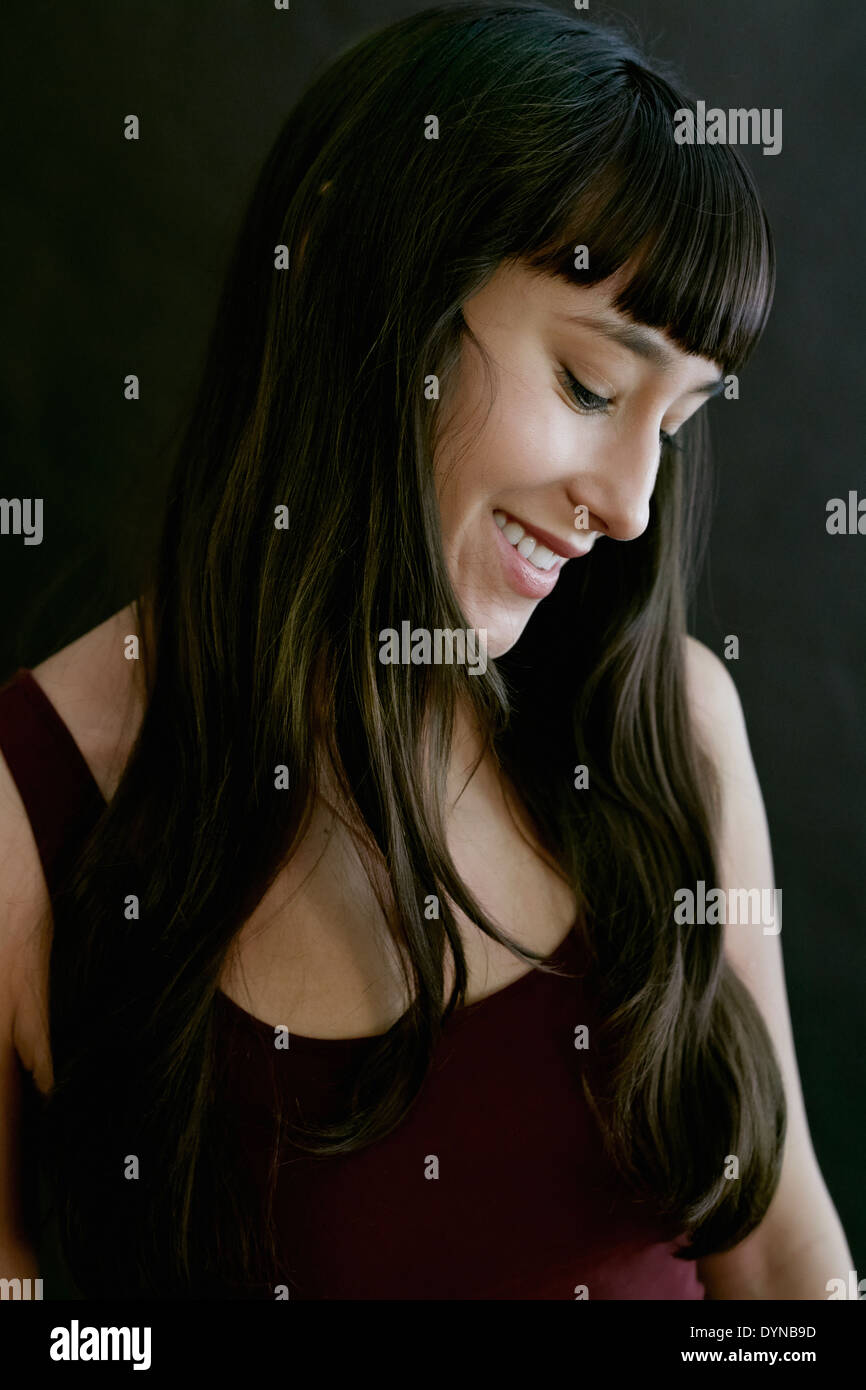 Smile smiling side profile hi-res stock photography and images - Alamy
