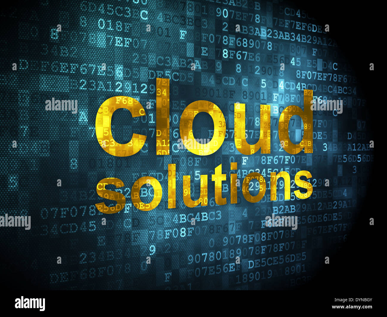Cloud networking concept: Cloud Solutions on digital background Stock ...