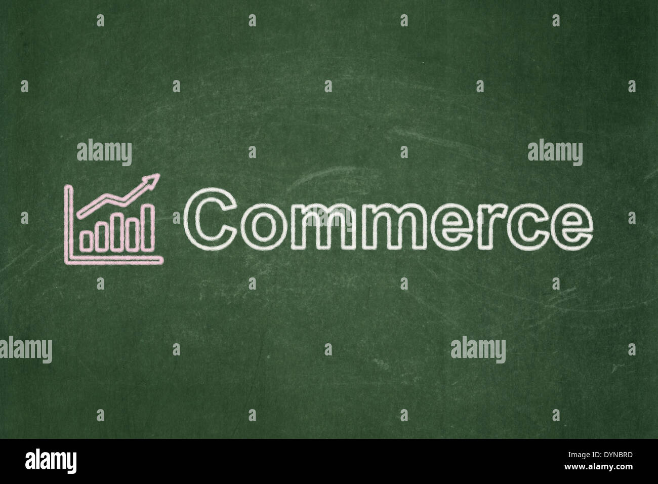 Business concept: Growth Graph and Commerce on chalkboard background ...