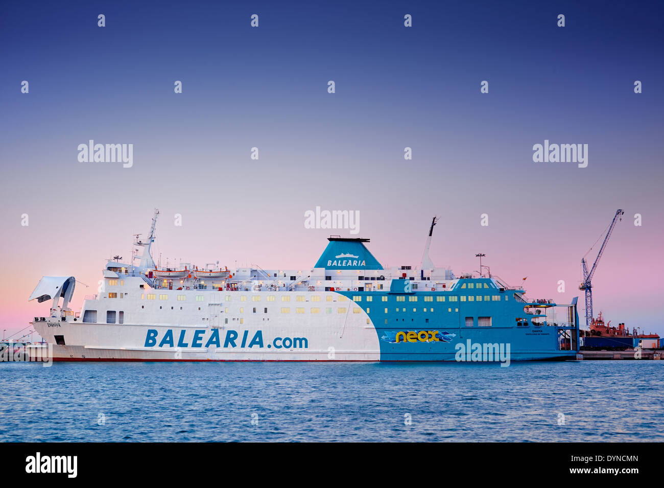 Balearia ferry waiting to depart from Denia harbour to Balearic Islands ...