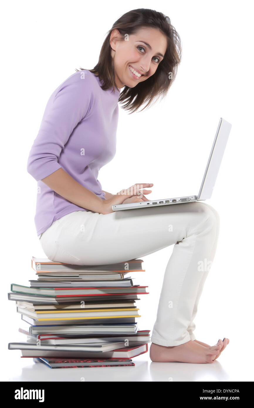 Portrait confident woman books sitting hi-res stock photography and ...