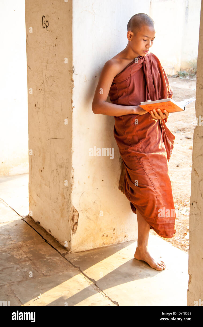 monk reading in temple Bagan Myanmar Burma Stock Photo - Alamy
