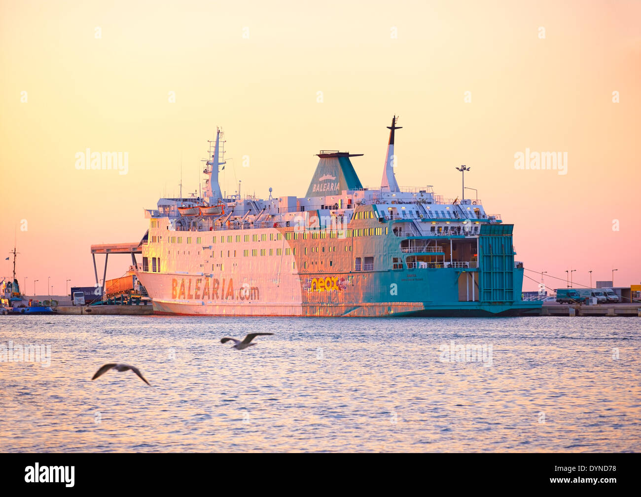 Balearia ferry waiting to depart from Denia harbour to Balearic Islands ...
