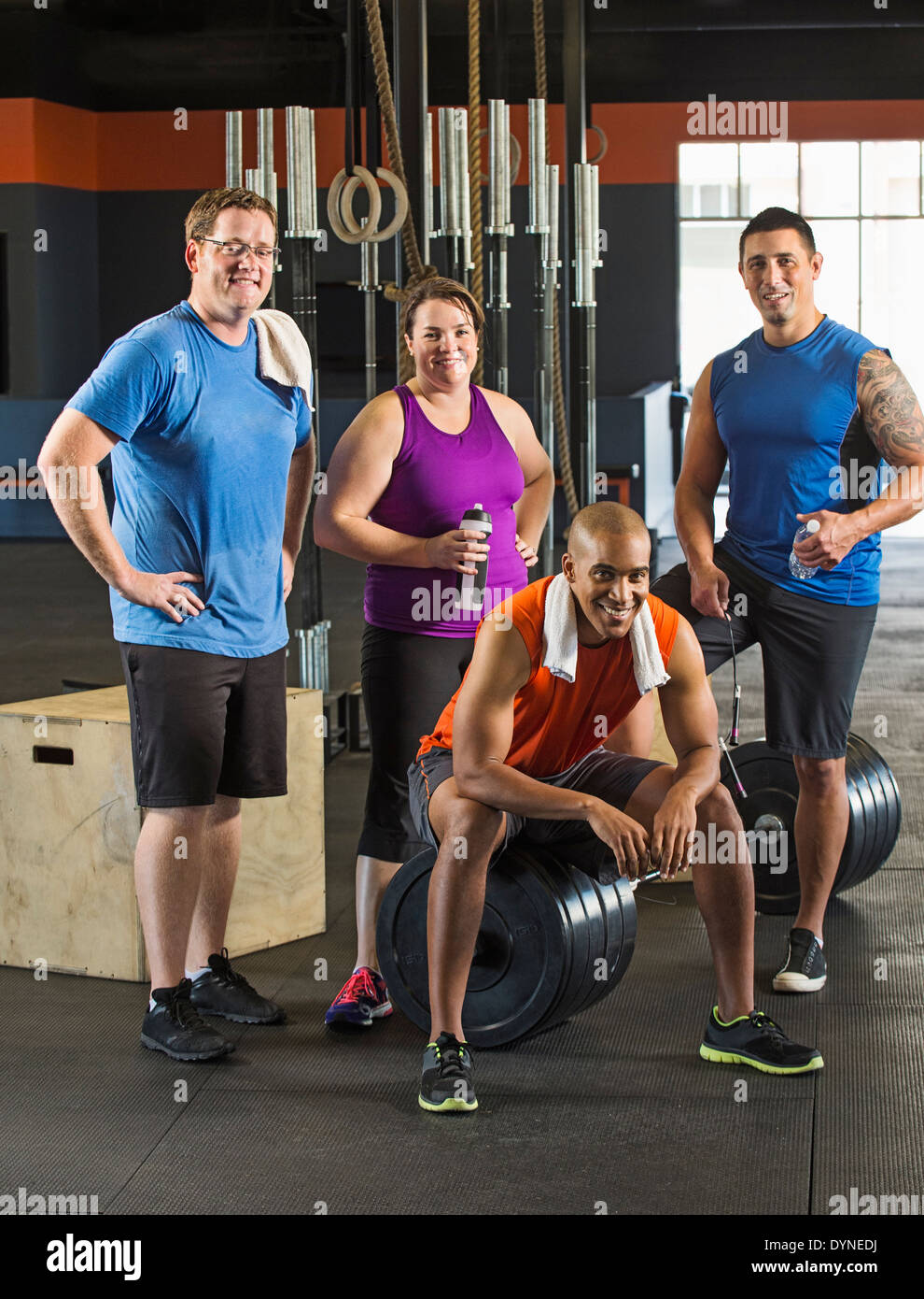 People resting together in gym Stock Photo - Alamy