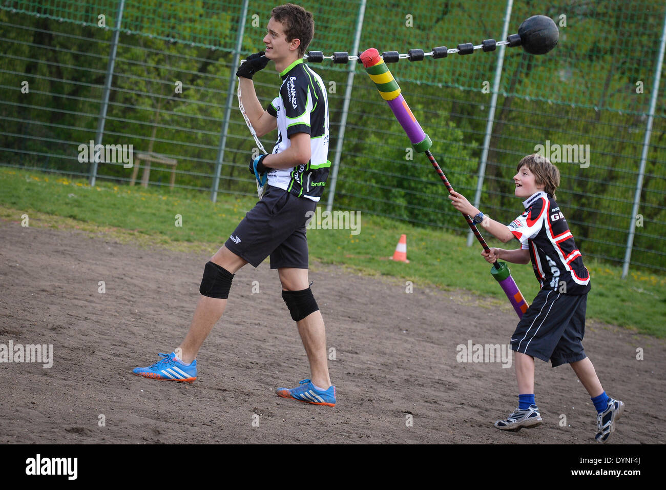 Fighters with cushioned weapons fight for the 'Jugg' during a 'Jugger ...