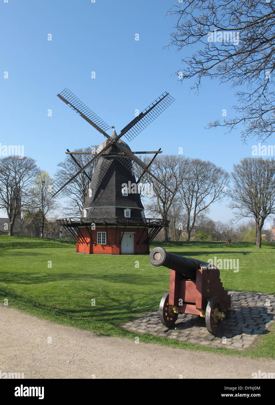 View of the windmill on Kongens Bastion at Kastellet in Copenhagen ...