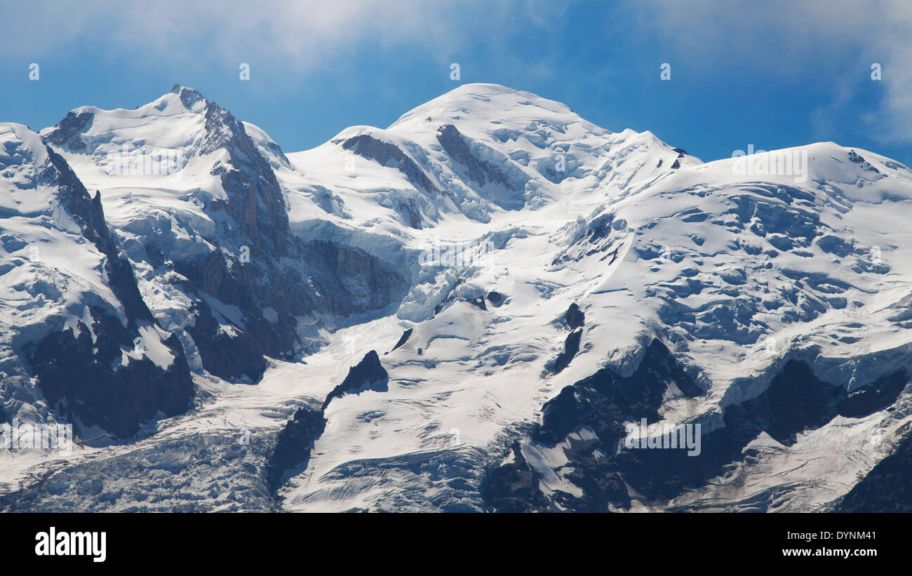 Summits of the Mont Blanc range: Mont Maudit, Mont Blanc and Gouter ...