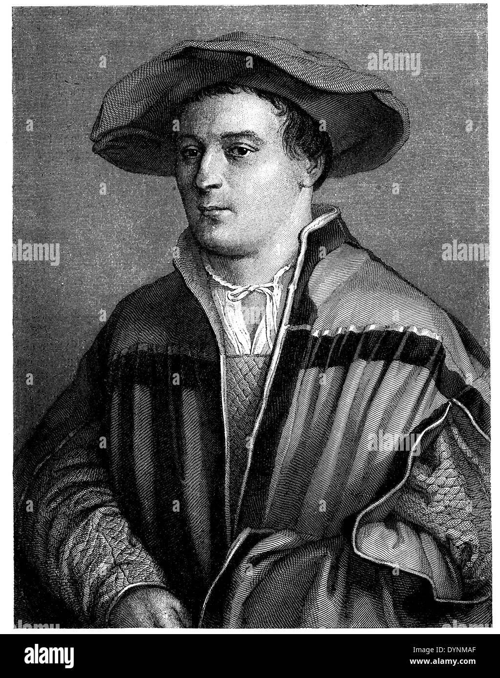 Hans Holbein the Younger. After a self-portrait engraved by Friedrich ...