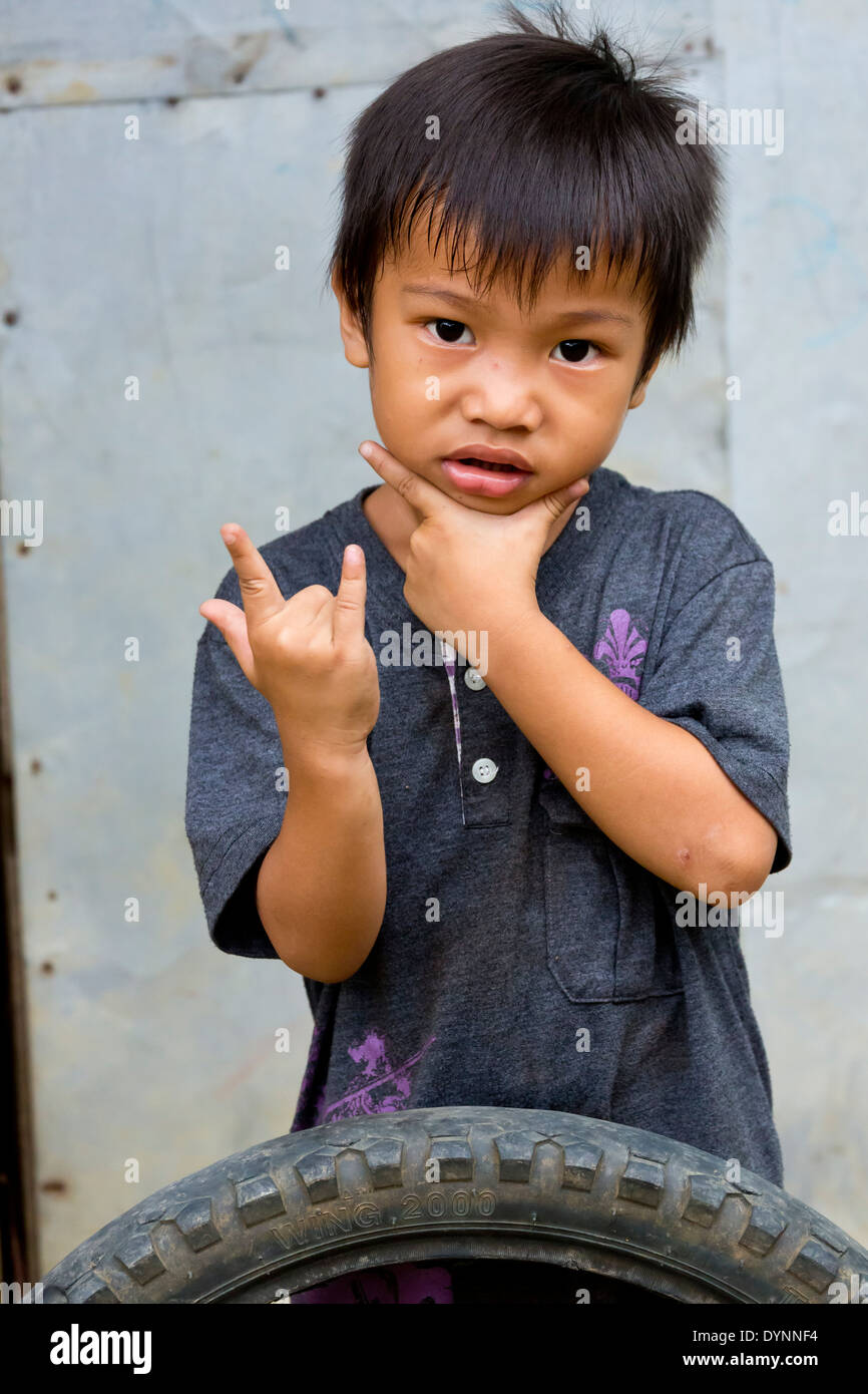 Portrait of a little Boy in Puerto Princesa, Palawan, Philippines Stock ...