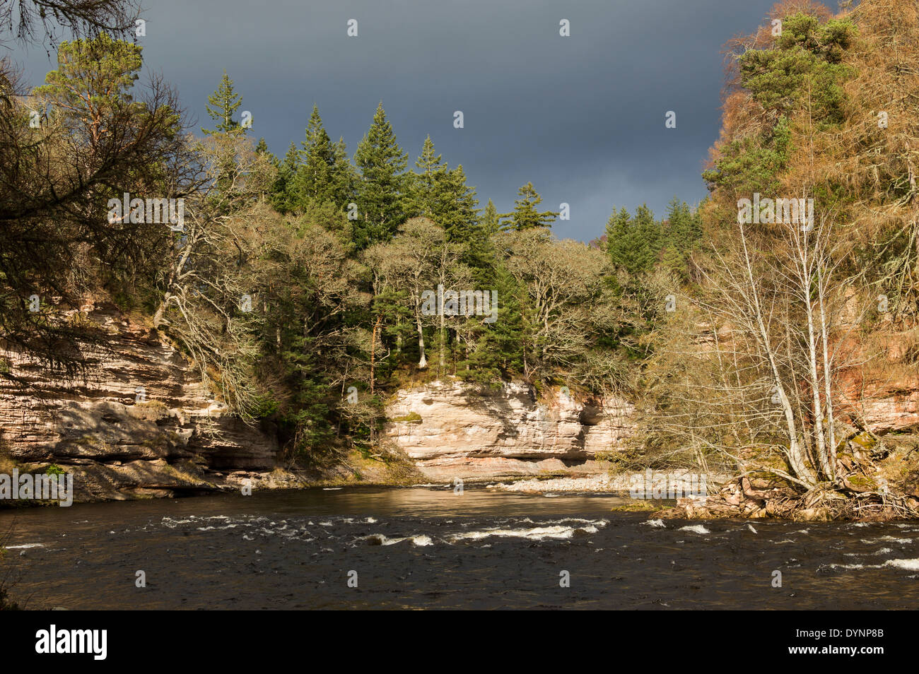 SCURR POOL IN FULL FLOW IN SPRINGTIME THE RIVER FINDHORN MORAY SCOTLAND ...