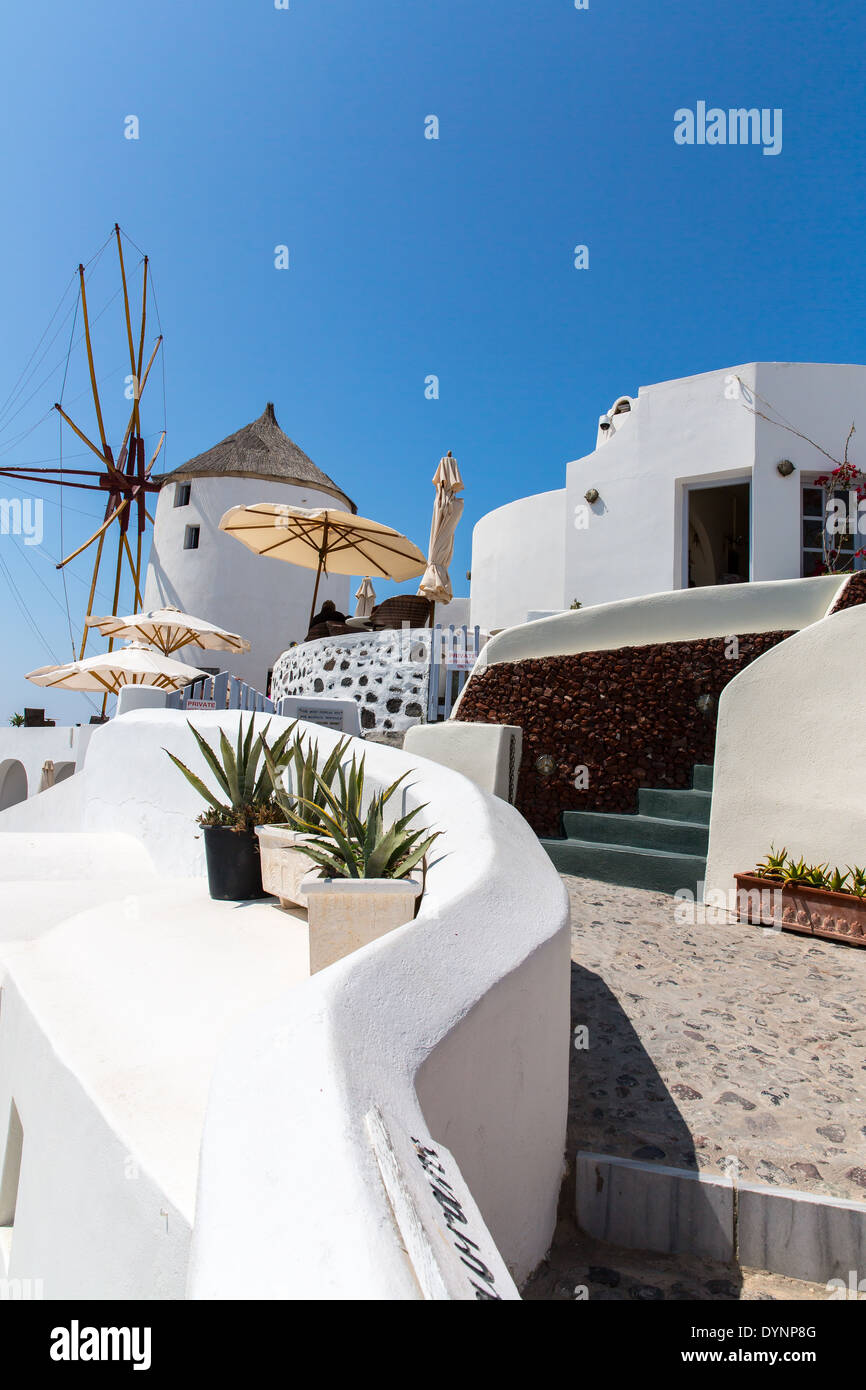 View of Fira town - Santorini island Crete Greece. White concrete ...