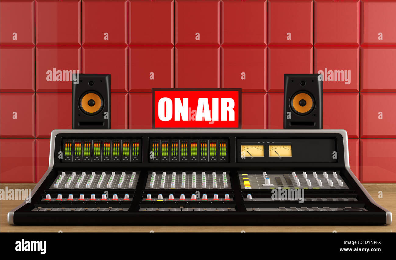 Professional recording studio with audio mixer - rendering Stock Photo ...