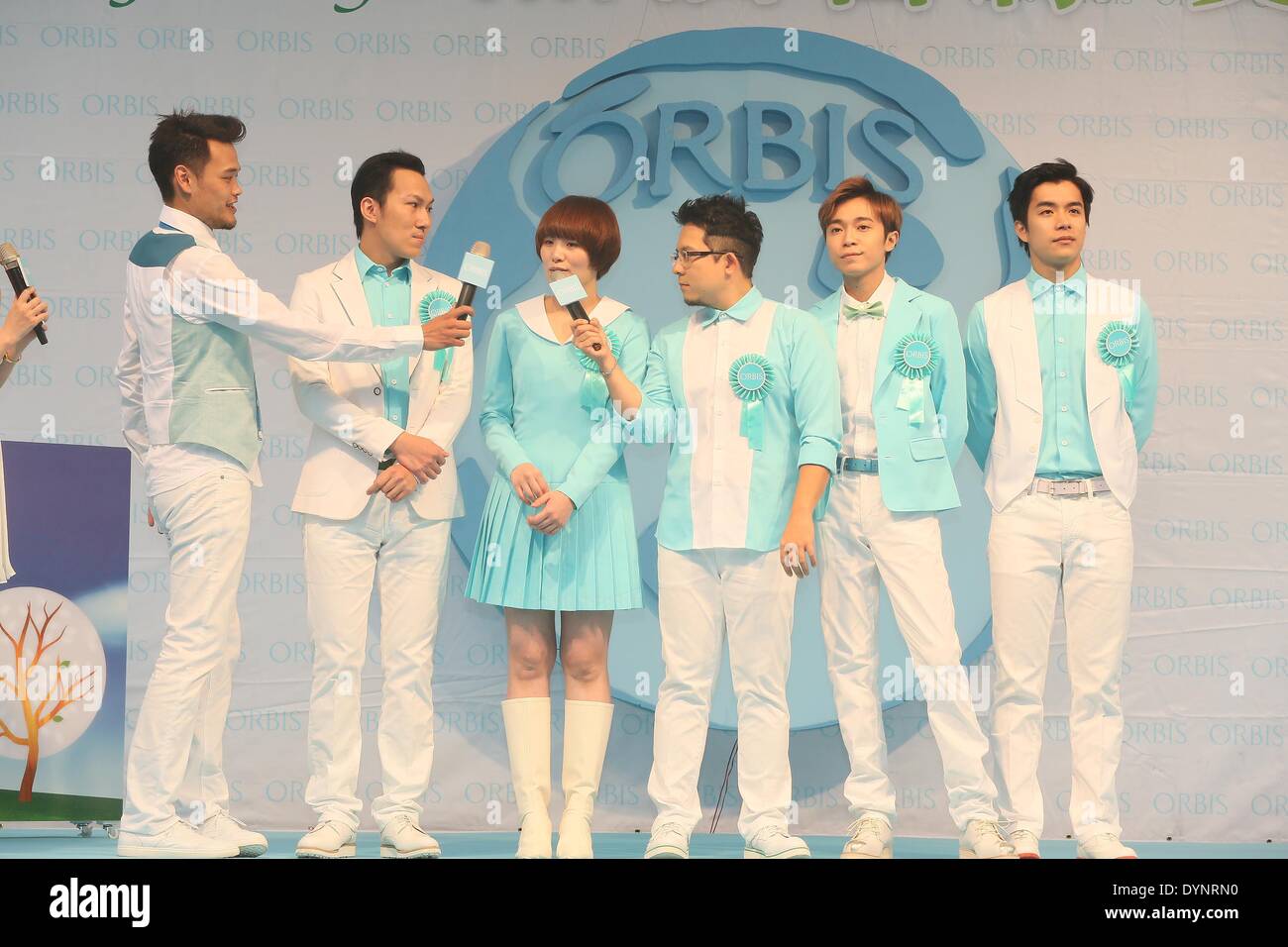Taipei. 22nd Apr, 2014. Taiwan band Sodagreen attend promote brand ...