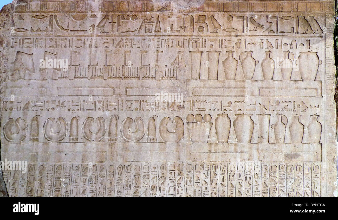 Egyptian Museum of Cairo.A detail of a stele in the courtyard of the ...